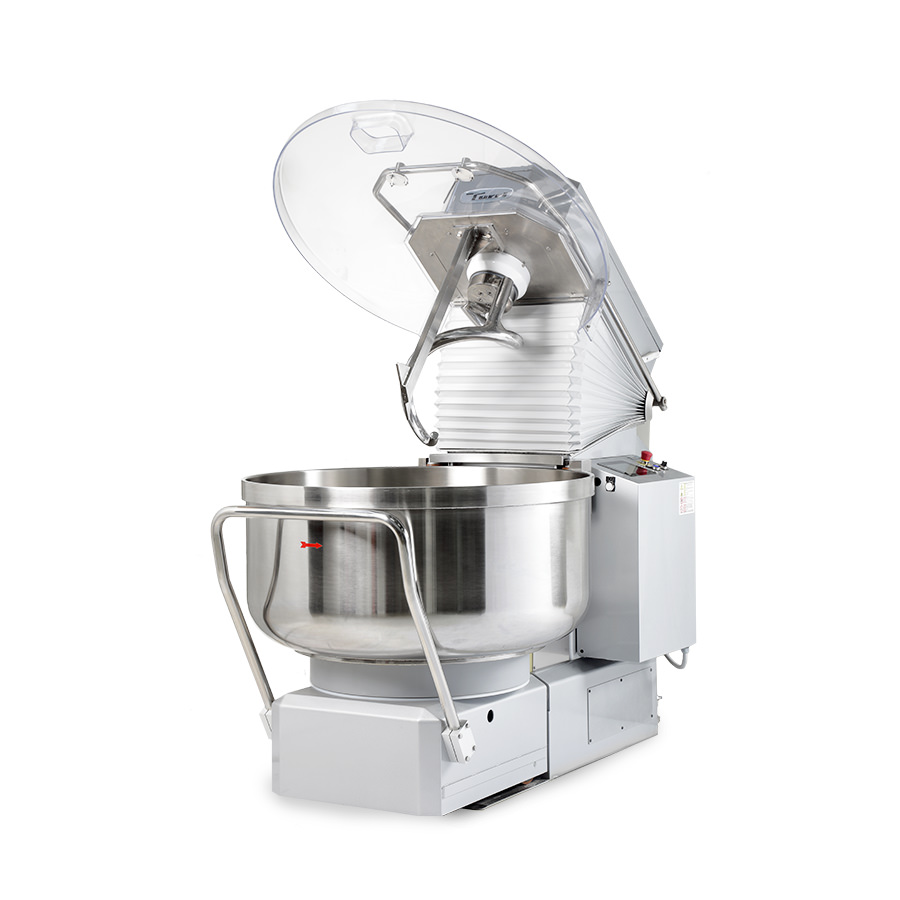 Removable-bowl double spiral mixer
